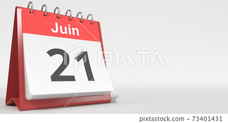 June 21 date written in French on the flip... - Stock Illustration ...