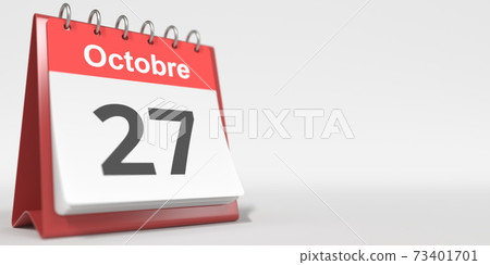 October 27 date written in French on the flip... - Stock Illustration ...