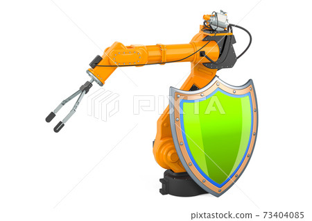 Robotic arm with shield, 3D rendering - Stock Illustration [73404085 ...