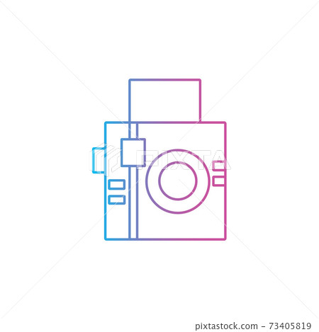 analogue square camera flat style outline line... - Stock Illustration ...