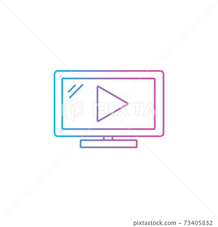 video play flat outline line icon for movie... - Stock Illustration ...