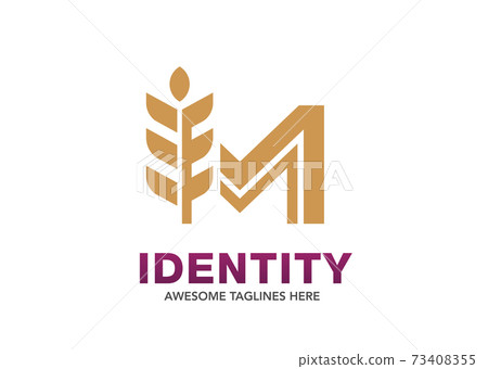 initial letter M with wheat seed logo concept,... - Stock Illustration ...