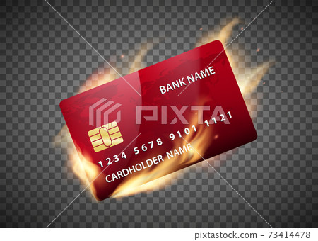 Plastic credit card is on fire. Vector... - Stock Illustration ...