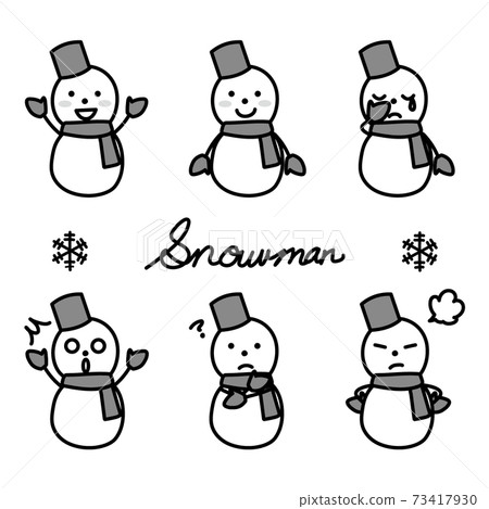 Facial expressions of emotions of a snowman - Stock Illustration ...