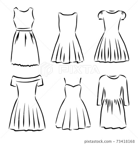 Hand drawn vector clothing set. of trendy... - Stock Illustration ...