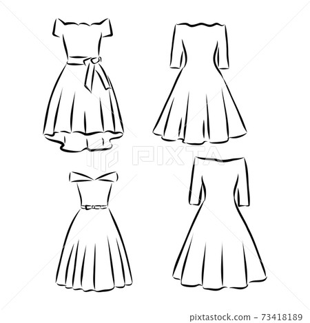 Hand drawn vector clothing set. of trendy... - Stock Illustration ...