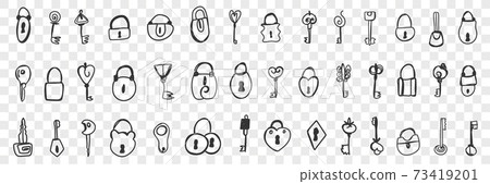 Various locks and keys doodle set - Stock Illustration [73419201] - PIXTA