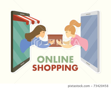 Online shopping delivering cartoon graphic vector. - Stock Illustration ...