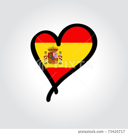 Spanish flag heart-shaped hand drawn logo.... - Stock Illustration ...