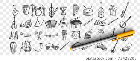 Musical instruments doodle set - Stock Illustration [73428203] - PIXTA