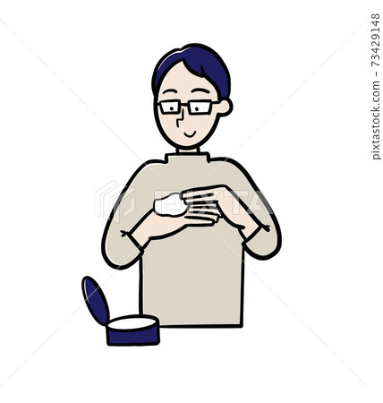 Illustration of a man applying hand cream - Stock Illustration ...
