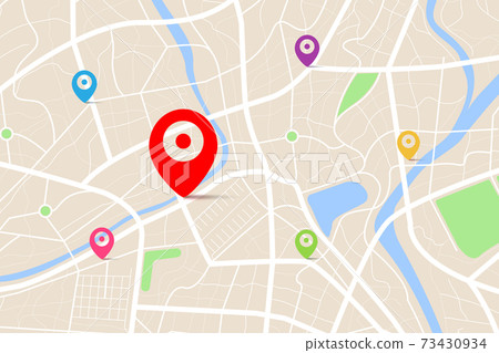 3D top view of a map with destination location... - Stock Illustration ...