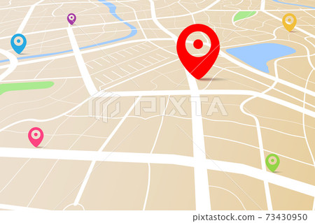 3D top view of a map with destination location... - Stock Illustration ...