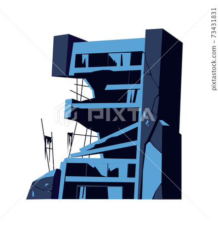 Destroyed building, damaged structure cartoon - Stock Illustration ...