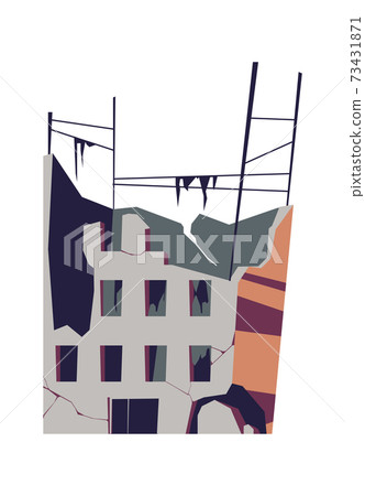 Destroyed building, damaged structure cartoon - Stock Illustration ...