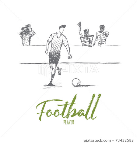 Hand drawn football player with lettering - Stock Illustration ...