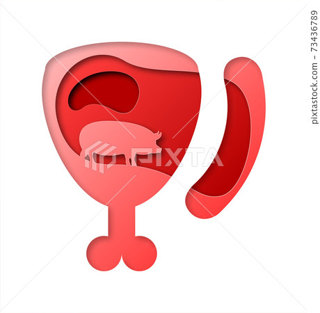 Vector meat in paper art style. Digital art - Stock Illustration ...