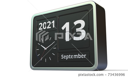 September 13 date on the flip clock calendar,... - Stock Illustration ...