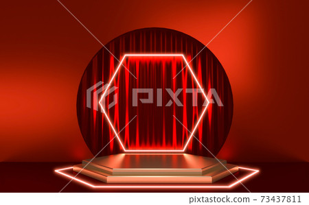 Red Podium, minimal .red geometric design.3D... - Stock Illustration ...