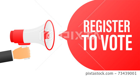 Hand holding megaphone with Register to vote. - Stock Illustration ...