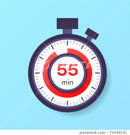 The 55 minutes timer. Stopwatch icon in flat... - Stock Illustration ...