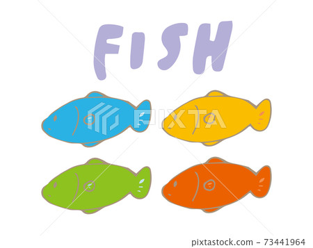 Fish FISH colorful 4 colors - Stock Illustration [73441964] - PIXTA