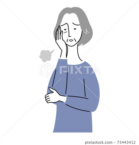 A senior woman with a sigh and a melancholy look - Stock Illustration ...
