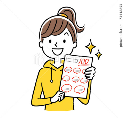 Vector Illustration Material: Girl who gets 100... - Stock Illustration ...