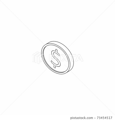 Gold coin left view Black Outline icon vector... - Stock Illustration ...