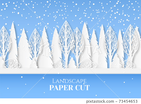 Winter landscape with snowy trees. Bushes and... - Stock Illustration ...