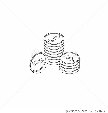 Gold coins stack Black Outline icon vector... - Stock Illustration ...