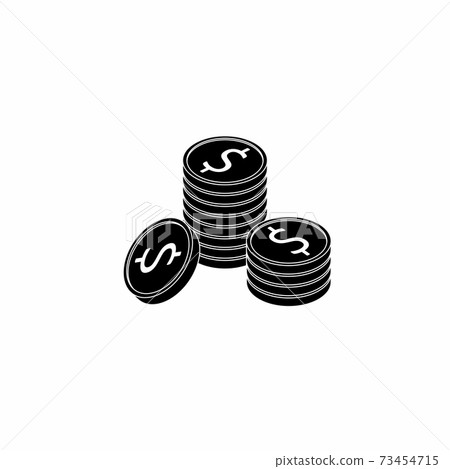 Gold coins stack White Outline icon vector... - Stock Illustration ...