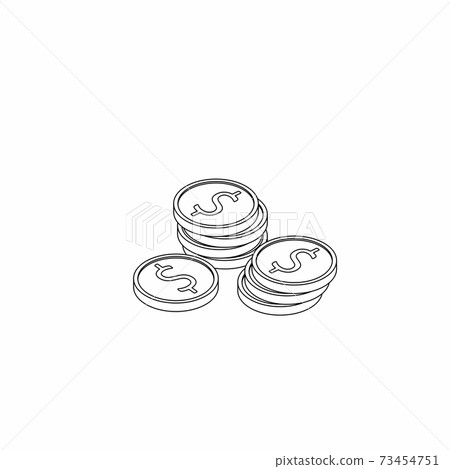Gold coins stack Black Outline icon vector... - Stock Illustration ...