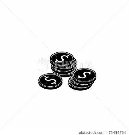 Gold coins stack White Outline icon vector... - Stock Illustration ...