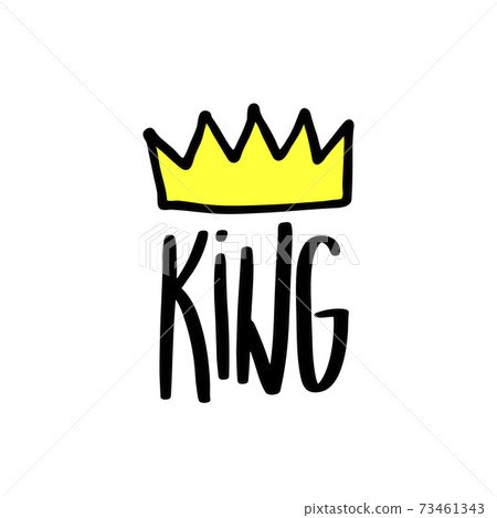 King lettering with crown in simple doodle... - Stock Illustration ...