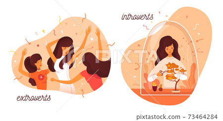Vector cute illustration introverts and extroverts - Stock Illustration ...