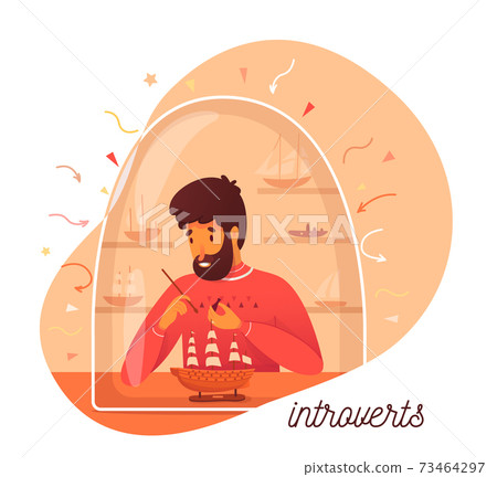 Vector cute illustration of introvert man - Stock Illustration ...