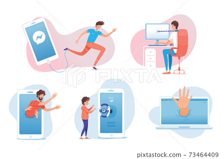 Vector character illustration gadget addiction - Stock Illustration ...