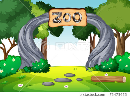 Empty zoo in nature scene - Stock Illustration [73475653] - PIXTA