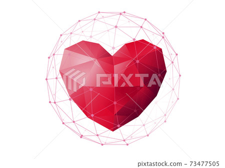 Geometric polygonal heart polygon 3DCG Valentine - Stock Illustration ...