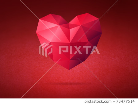 Geometric polygonal heart polygon 3DCG Valentine - Stock Illustration ...