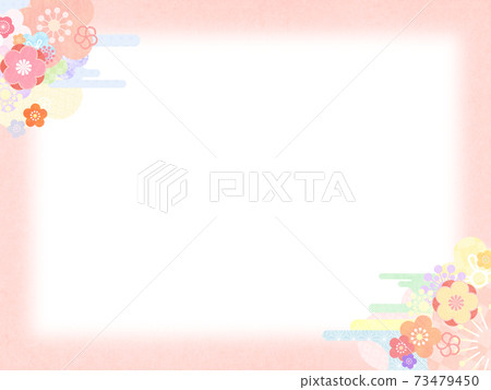 Japanese style frame with cute floral... - Stock Illustration [73479450 ...