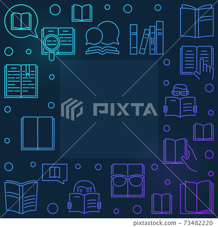Book Library outline colorful frame - vector... - Stock Illustration ...