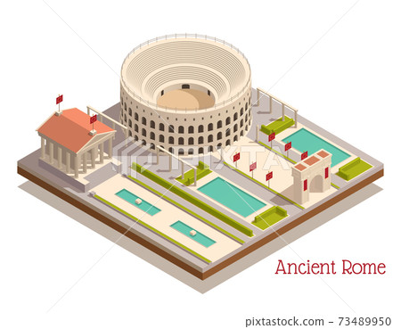 Ancient Rome Landmarks Isometric Composition - Stock Illustration ...
