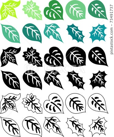 Cute icons of leaves of various shapes - Stock Illustration [73491737 ...