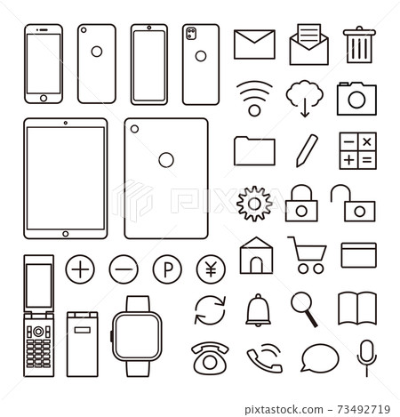 Smartphone tablet mobile icon line art - Stock Illustration [73492719 ...