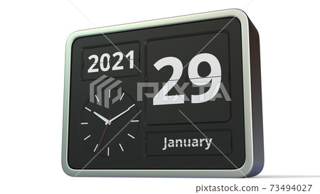 January 29 date on the flip clock calendar, 3d... - Stock Illustration ...