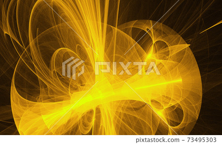 Neon glowing yellow twisted cosmic lines flying... - Stock Illustration ...