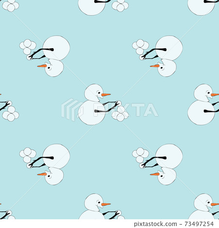 Snowman making snowball pile seamless vector... - Stock Illustration ...