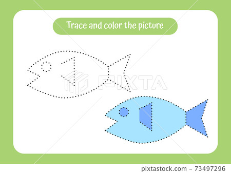 Fish. Trace and color the picture. Educational... - Stock Illustration ...